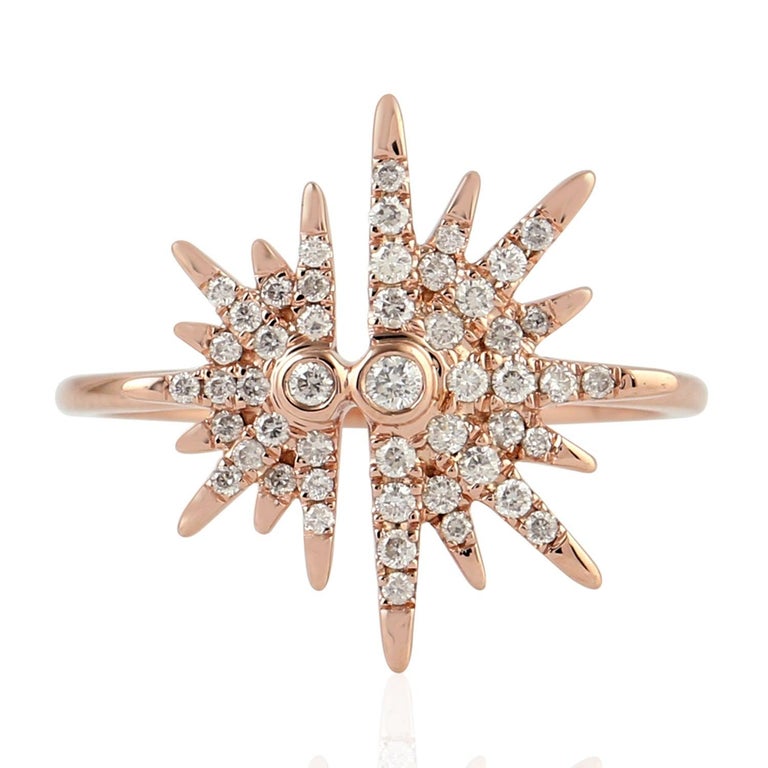 Customizable Sun Diamond 18 Karat Gold Ring For Sale at 1stDibs