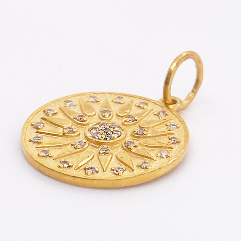 Sun Diamond Pendant, Here Comes the Sun, 31 Full Cut Diamonds .11 Carat ...