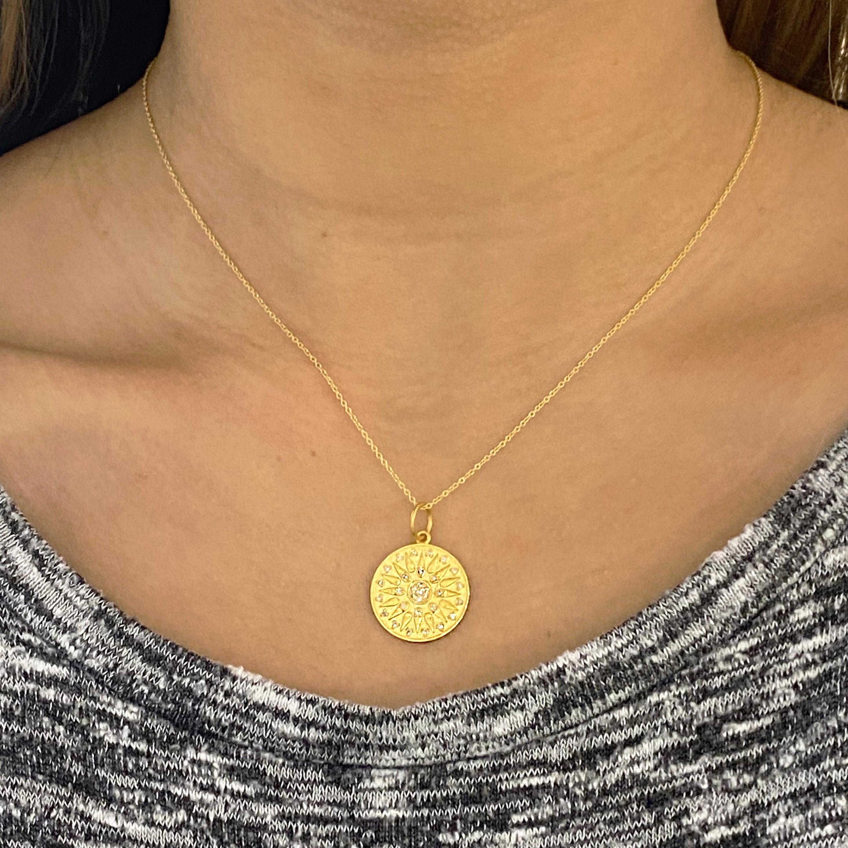 Sun Diamond Pendant, Here Comes the Sun, 31 Full Cut Diamonds .11 Carat ...