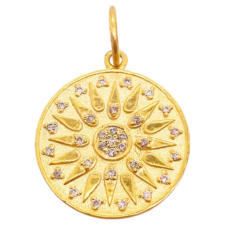 Sun Diamond Pendant, Here Comes the Sun, 31 Full Cut Diamonds .11 Carat ...