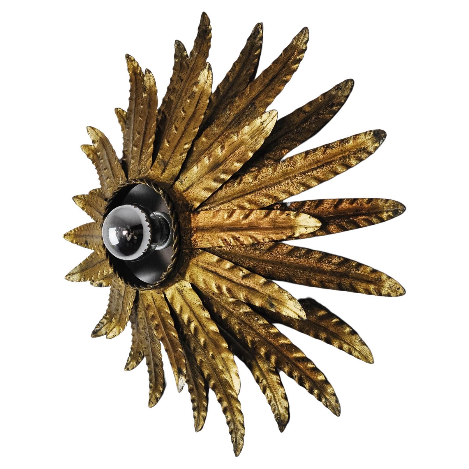 Spanish Ferro Art Gold Leaf and Flower Wall Light For Sale at 1stDibs ...