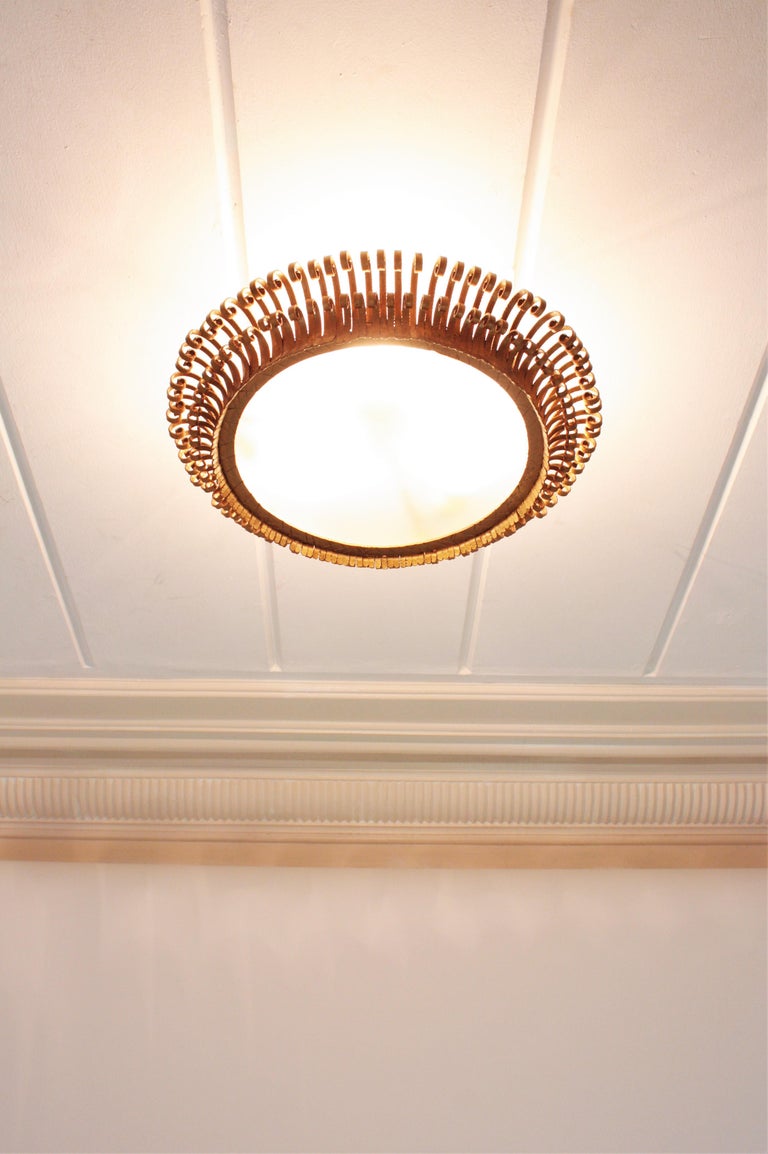 Sunburst Crown Light Fixture with Eyelash Scroll Endings For Sale at ...