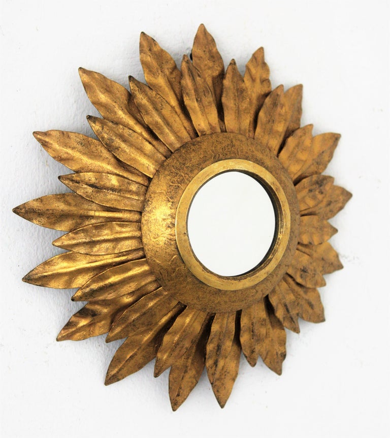 Sunburst Mirror Miniature in Gilt Metal at 1stDibs