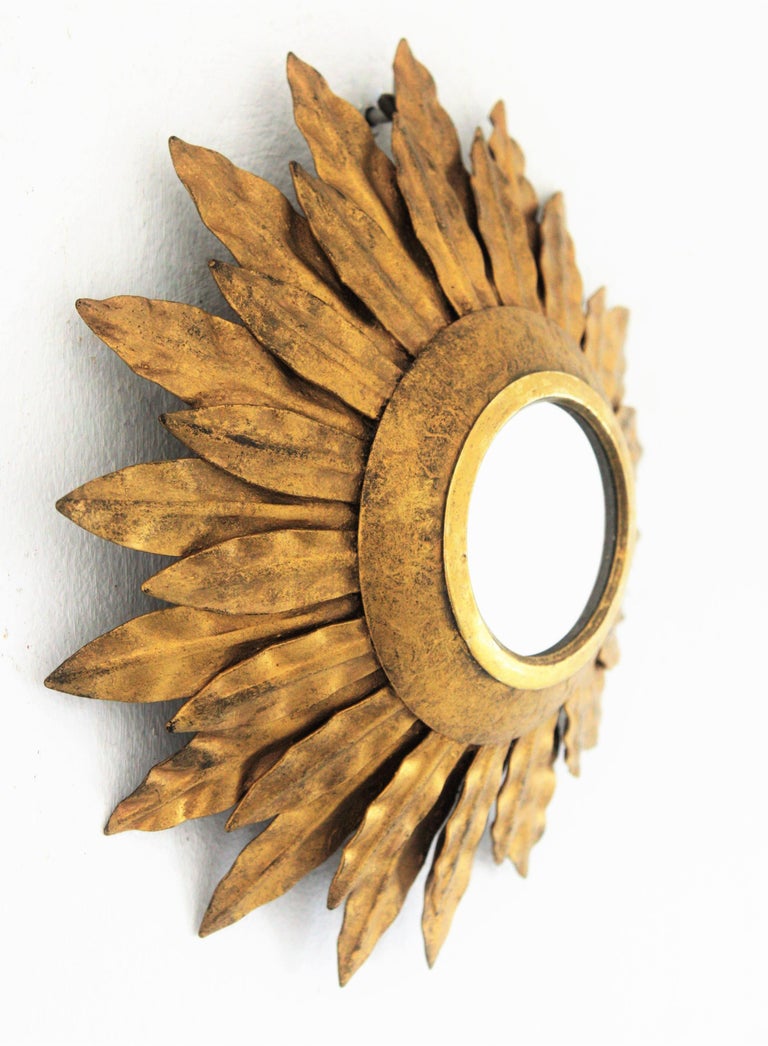 Sunburst Mirror Miniature in Gilt Metal at 1stDibs