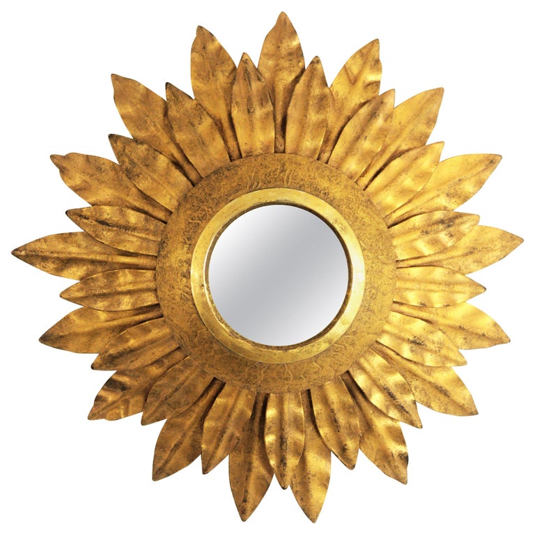 Sunburst Mirror Miniature in Gilt Metal at 1stDibs