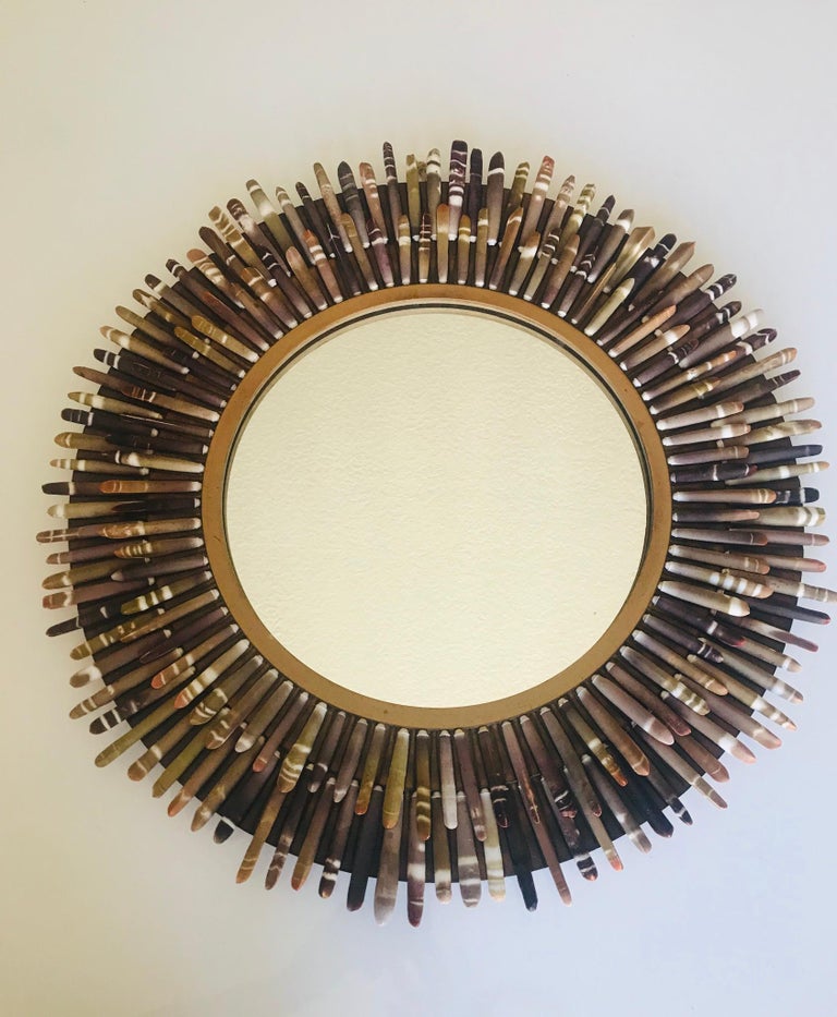 Spectacular Sunburst Porcupine Shell Mirror For Sale at 1stDibs