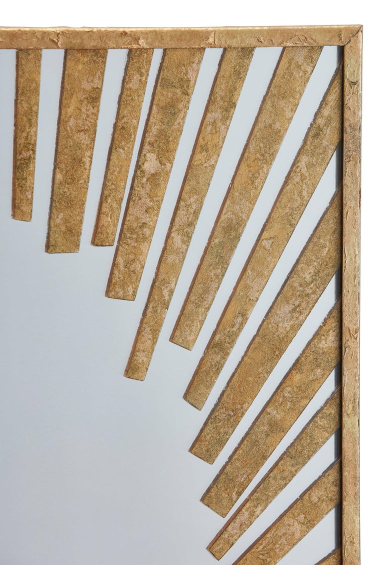 Sunburst Rectangular Mirror with Radiation Pattern in Gold Leaf ...