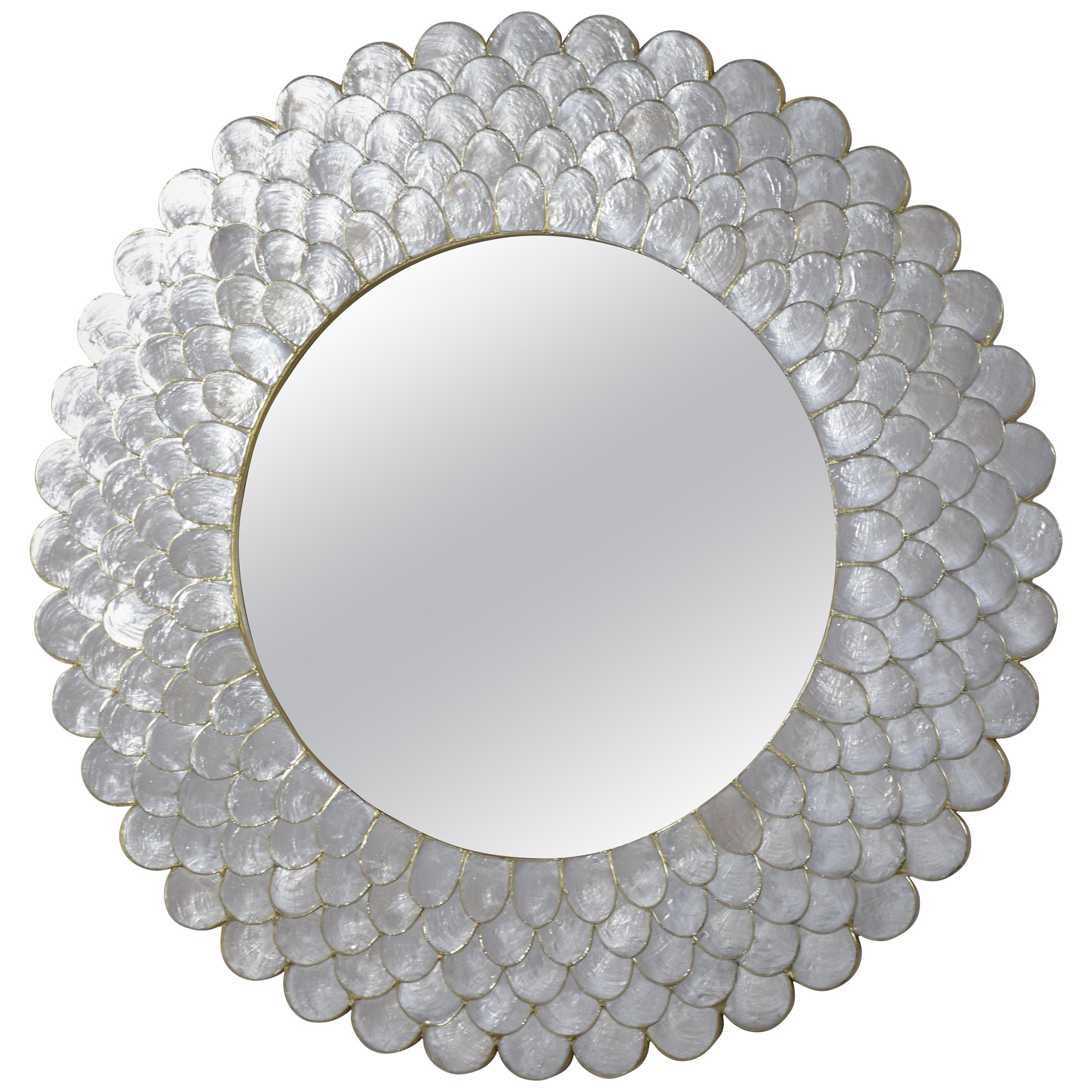 Large Round Sunburst Bevel Mirror at 1stDibs
