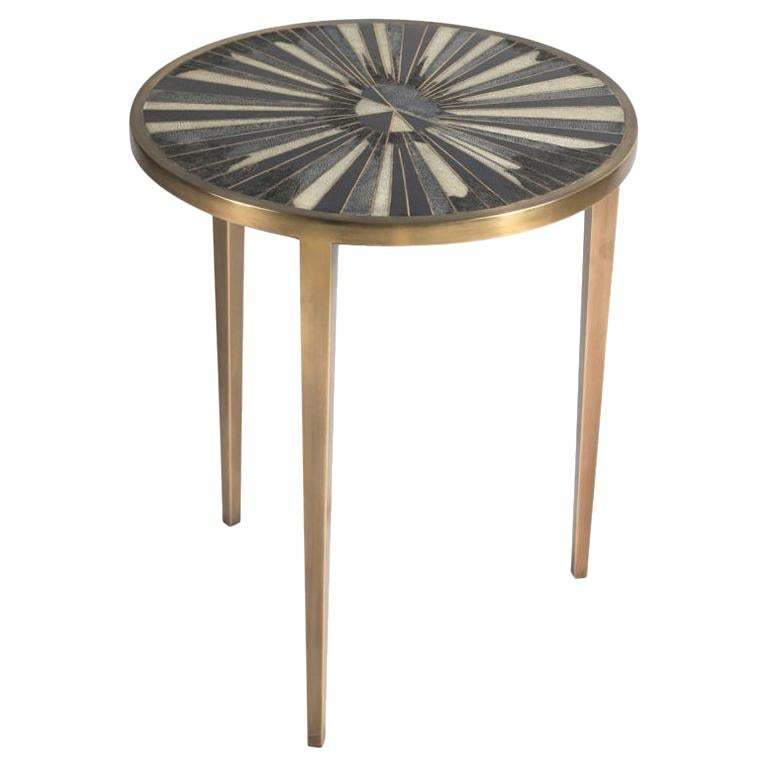 Melting Side Table in Black Shagreen and Bronze-Patina Brass by R&Y ...