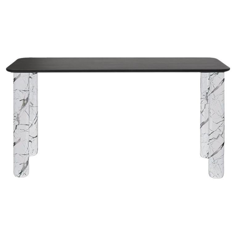 Sunday Dinner Table Black Stained Wood Top Black Marble Legs By La ...