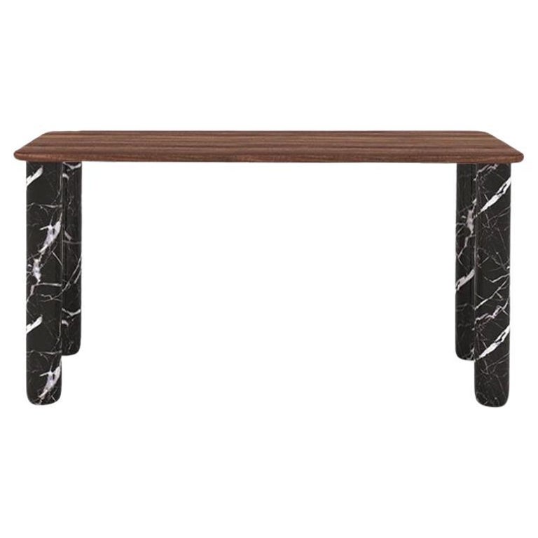 Sunday Dinner Table Walnut Top Black Marble Legs by La Chance For Sale ...