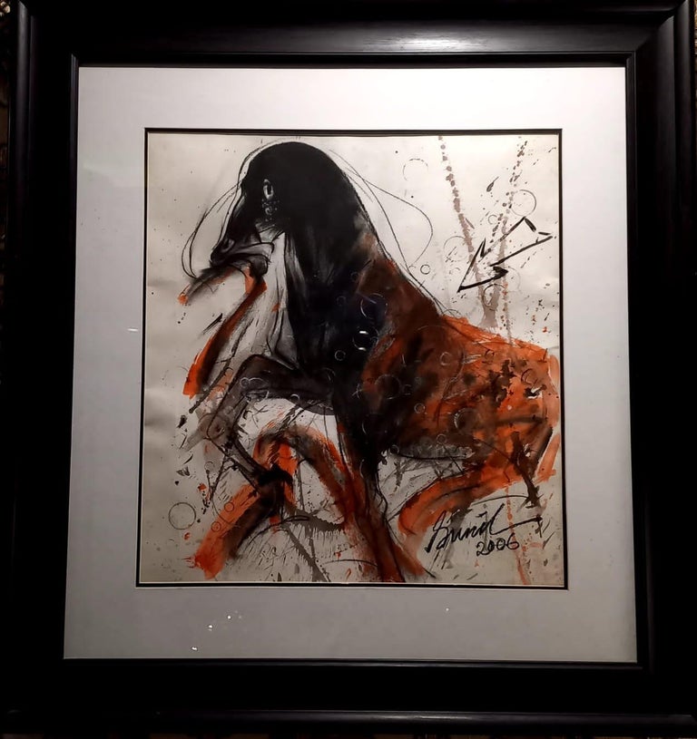Sunil Das - Horse, Mixed Media on Paper, Black, Brown by Modern Artist ...