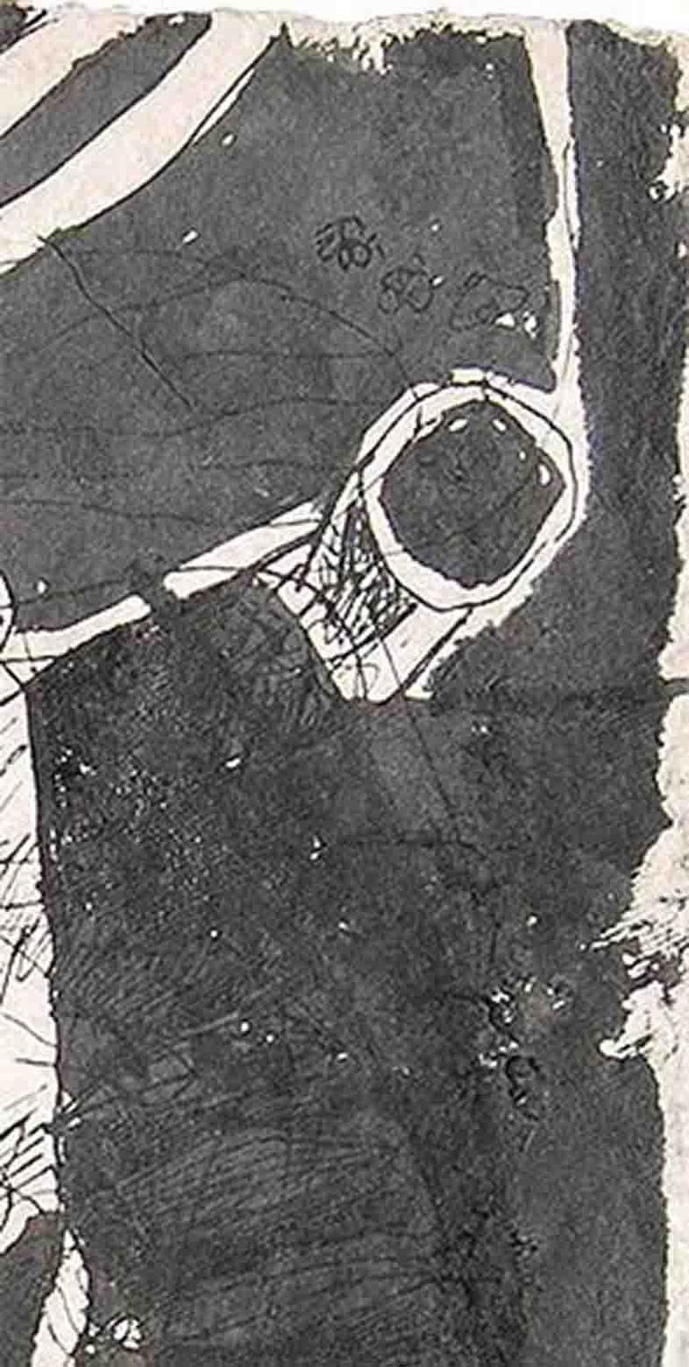 Sunil Das - Abstract Painting, Ink on Paper, Black by Indian Artist ...