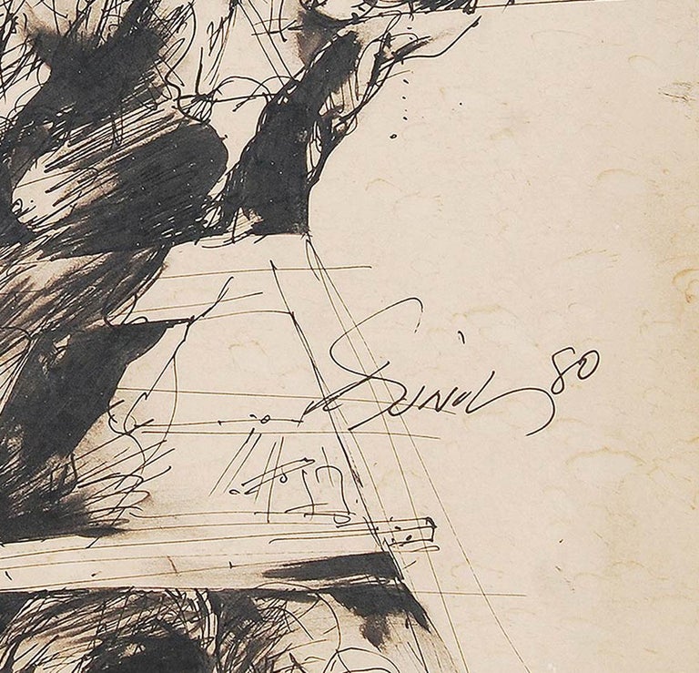 Sunil Das - Ink Drawings, Ink on Paper, Black and White by Indian ...