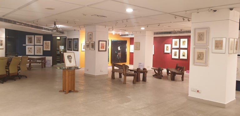 Sunil Das - Ink Drawings, Pen and Ink on Graph Paper, Black, White by ...