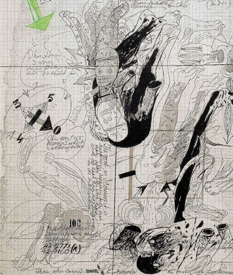 Sunil Das - Ink Drawings, Pen and Ink on Graph Paper, Black, White by ...