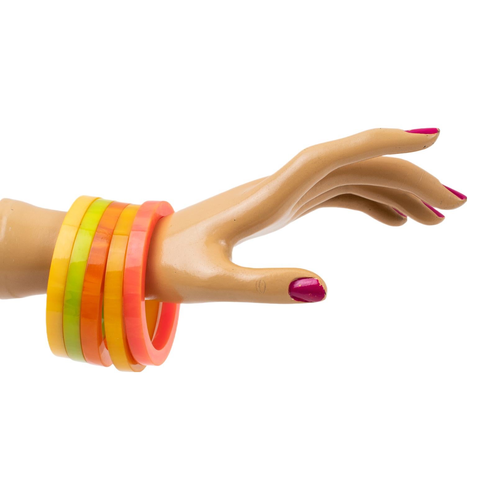 Sunny Multicolor Bakelite Bracelet Bangle Spacer set 5 pieces For Sale ...