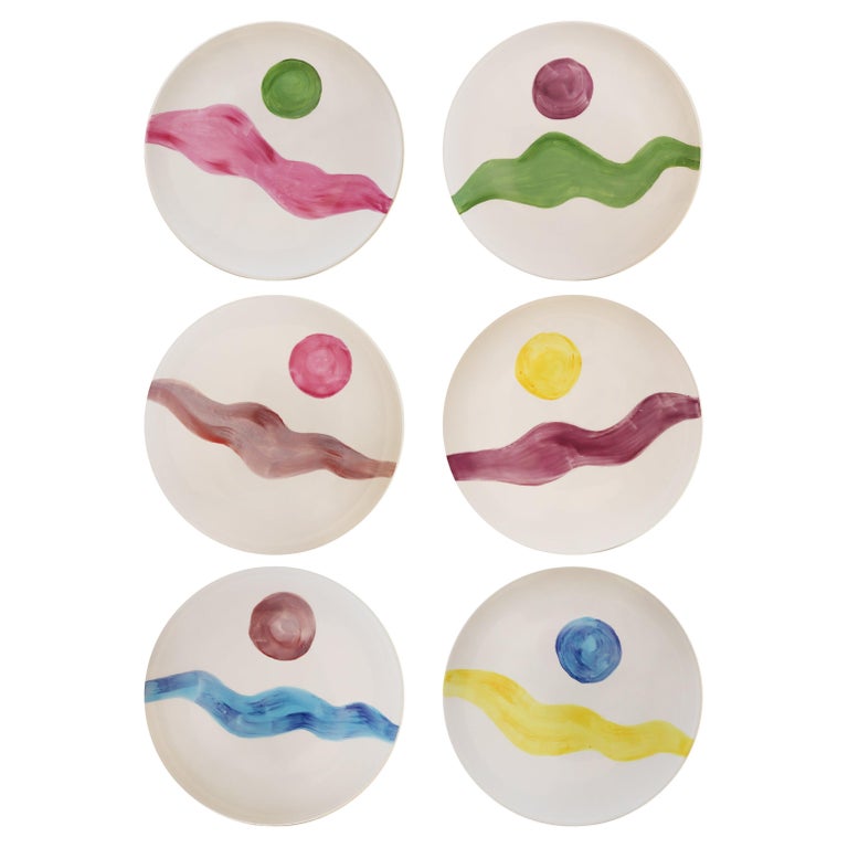 Sunset Hand Painted Plates Collection For Sale at 1stDibs