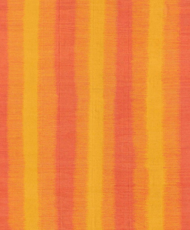 Sunset Striped Afghan Kilim Rug in Yellow, Orange, Pink For Sale at 1stDibs