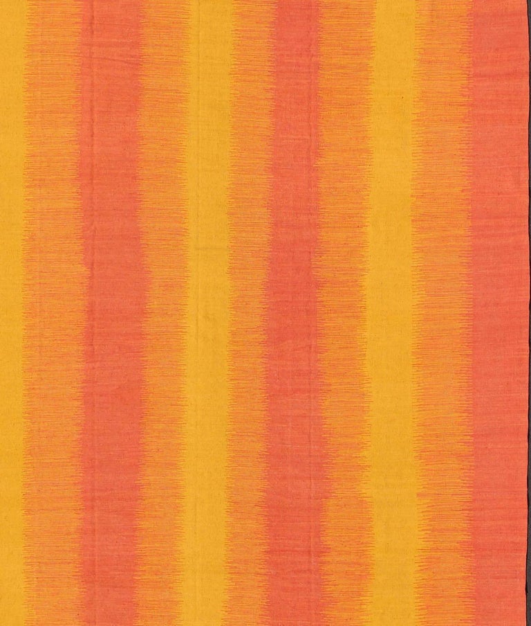 Sunset Striped Afghan Kilim Rug in Yellow, Orange, Pink For Sale at 1stDibs