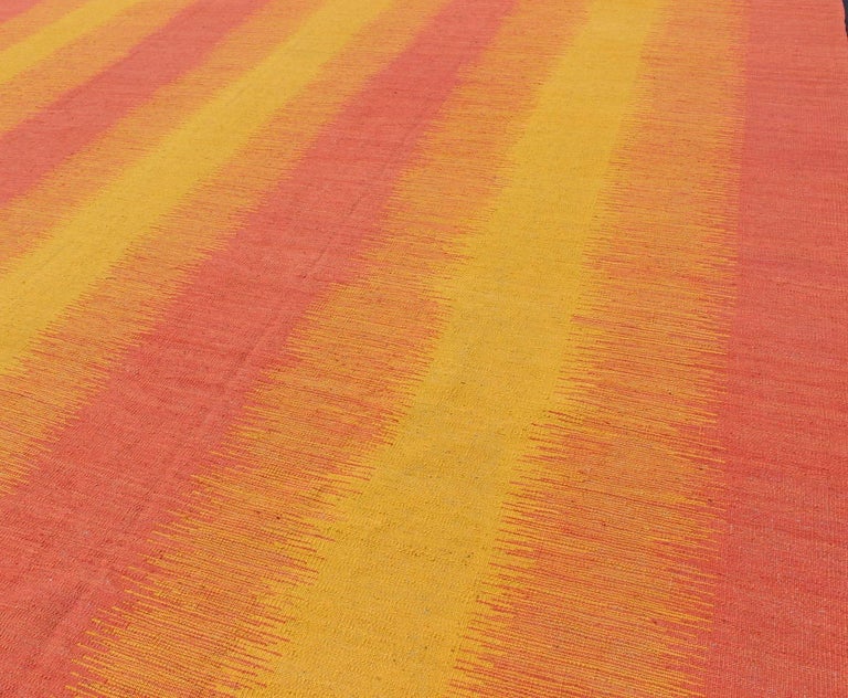 Sunset Striped Afghan Kilim Rug in Yellow, Orange, Pink For Sale at 1stDibs