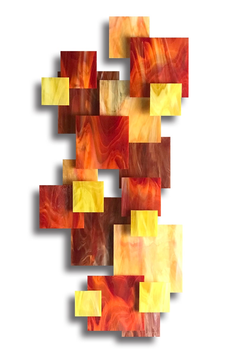 "Sunset Tts" Original Glass and Metal Wall Sculpture For Sale at 1stDibs
