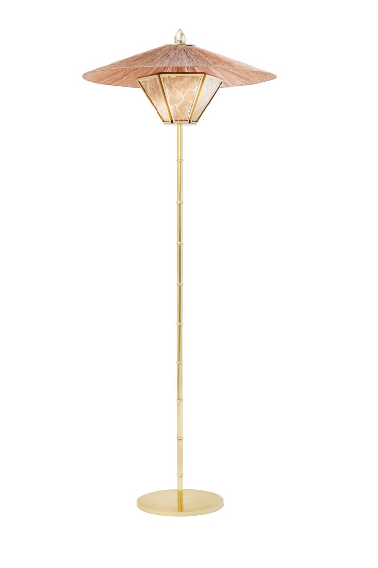 “Sunshine” Contemporary Floor Lamp 60, Kyoto Washi, Raffia, Bamboo ...