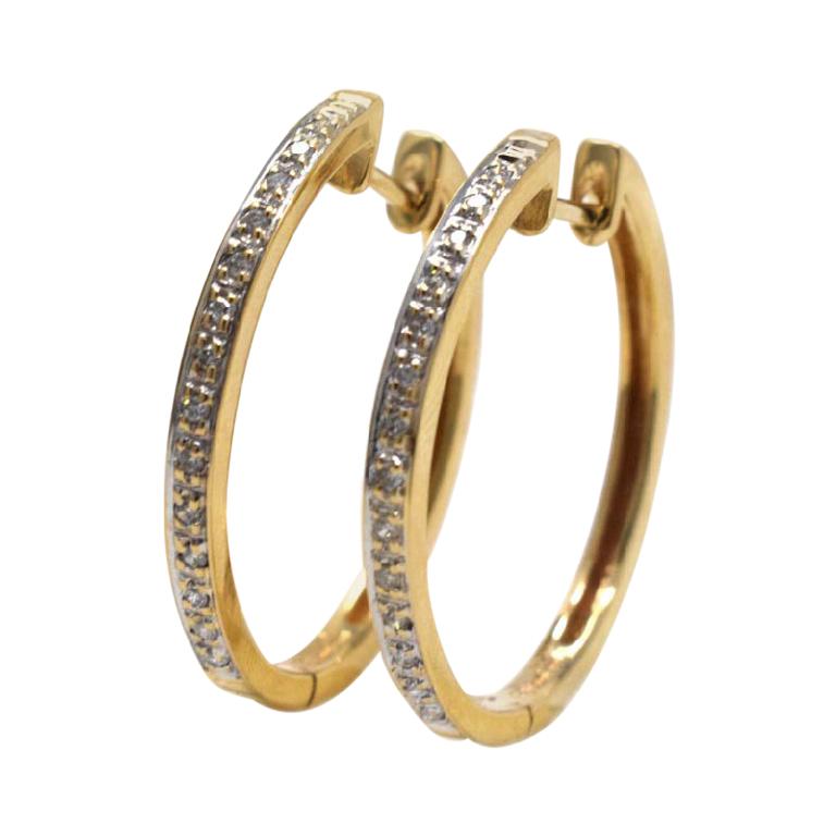 Super Chic 30 Round Brilliant Cut Diamond Whole Hoop Yellow Gold ...