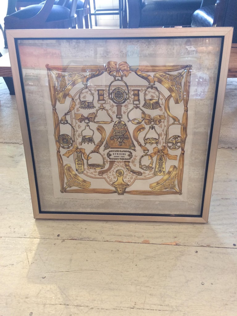 Super Chic Framed Vintage Hermes Scarf Art at 1stDibs