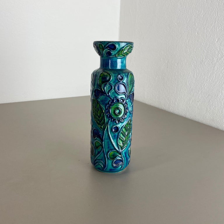 Super Colorful Floral Fat Lava Pottery Vase by Bay Ceramics, Germany ...