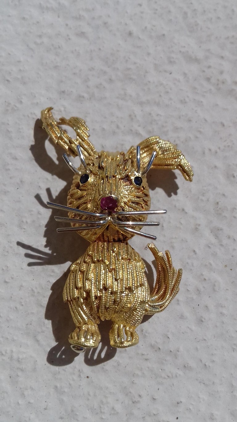 Super Cute Brooch in Yellow and White Gold Rabbit Easter For Sale at ...