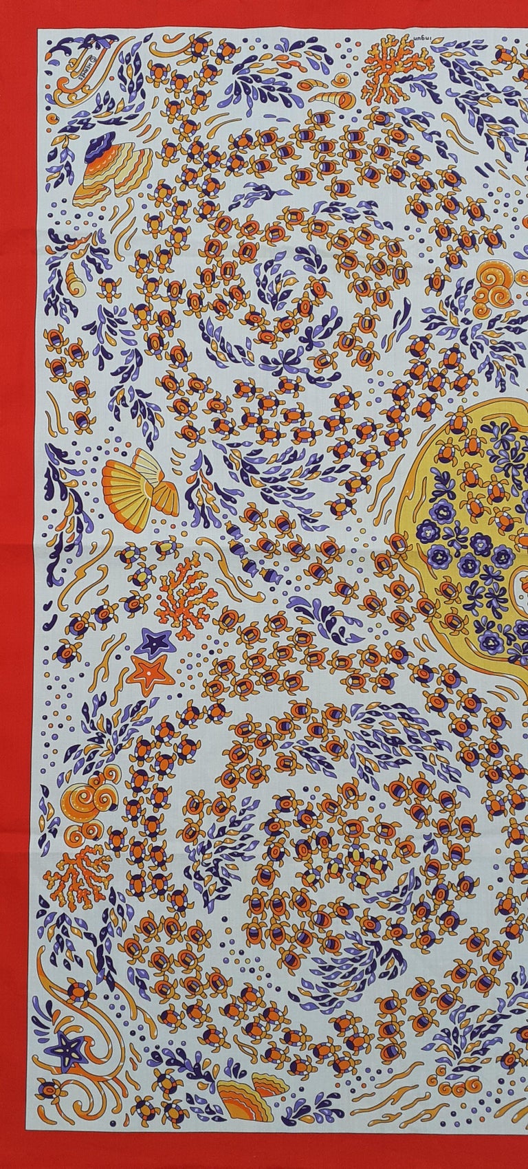 Super Cute Hermès Cotton Scarf L'ile Aux Tortues Turtle Ingun 70 cm ...