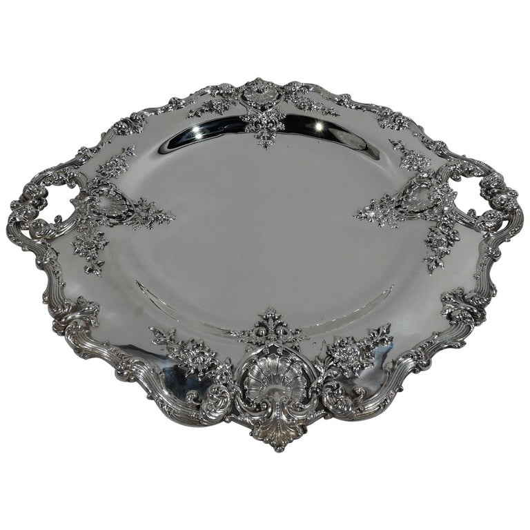 Super Fancy Antique American Sterling Silver Serving Plate For Sale at ...