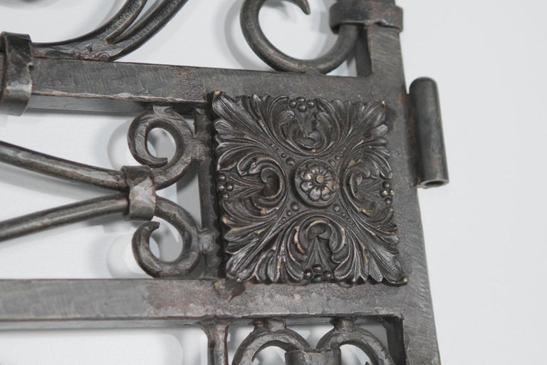 Super Impressive Pair of European Hand Wrought Iron Ornate ...