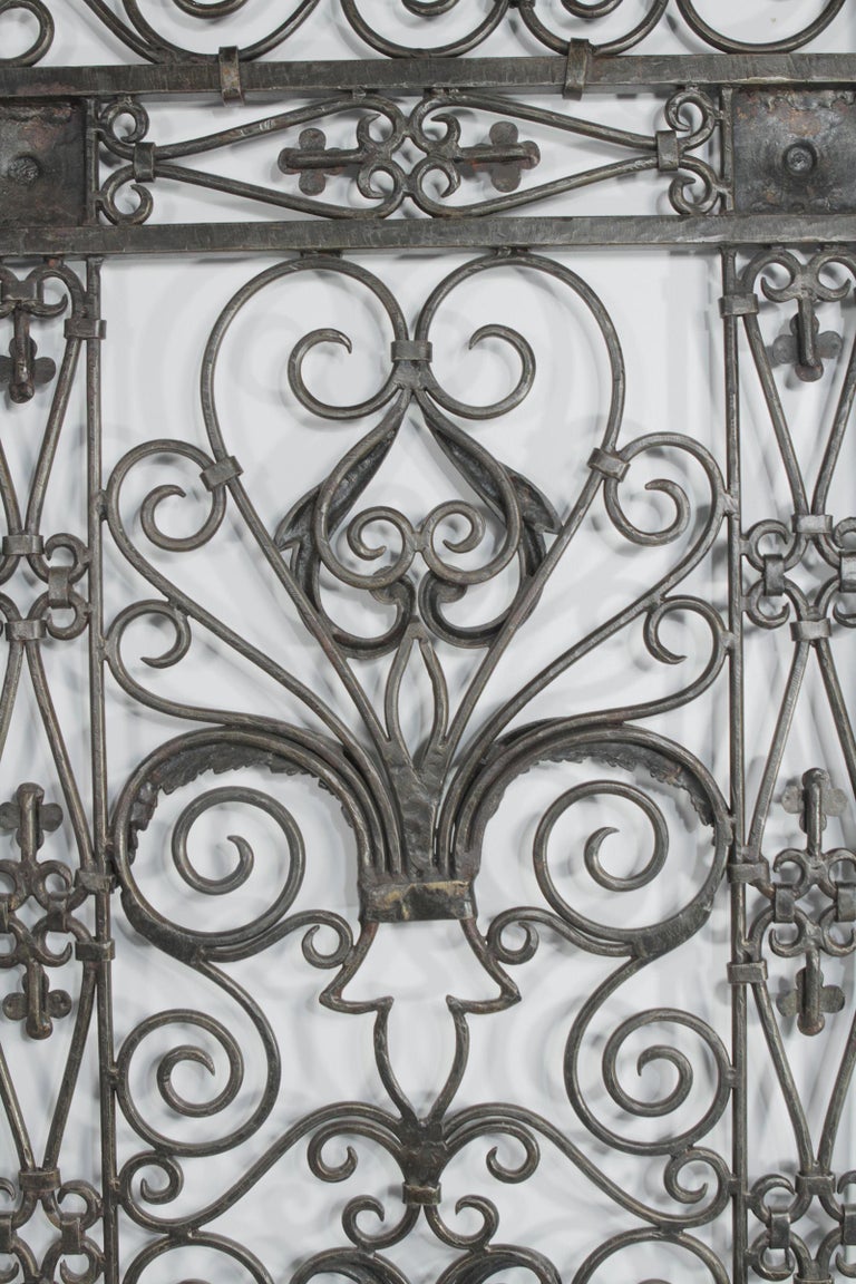 Super Impressive Pair of European Hand Wrought Iron Ornate ...