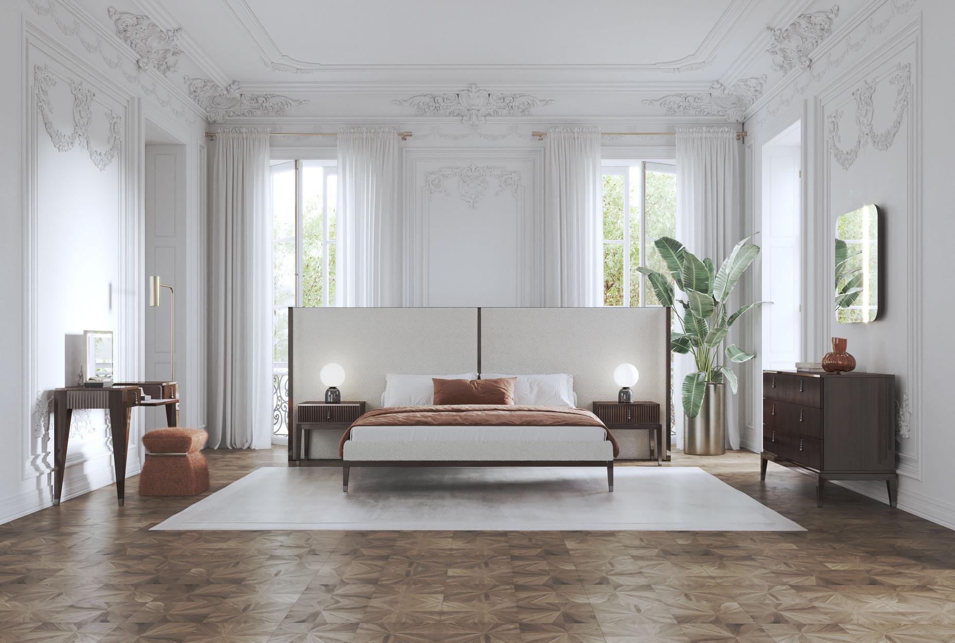 Super King Thyia 125 Italian Curved Bed in Ivory Boucle Fabric and ...