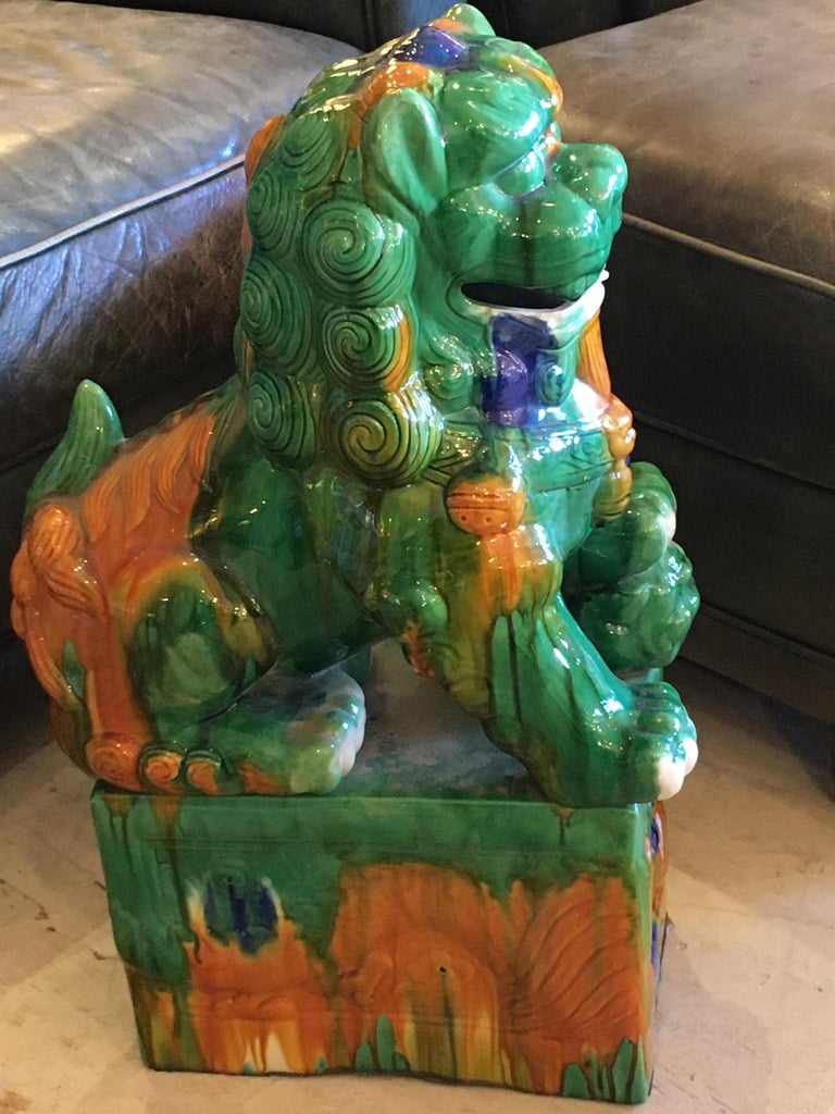 Super Large Impressive Pair of Foo Dog Sculptures at 1stDibs