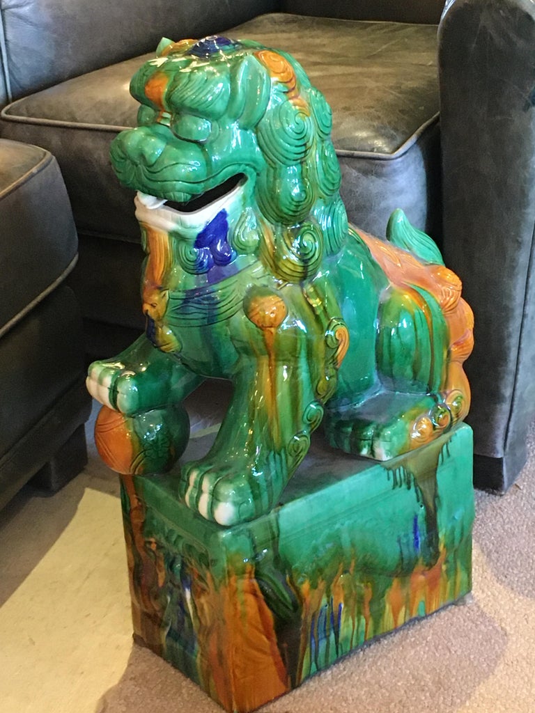 Super Large Impressive Pair of Foo Dog Sculptures at 1stDibs