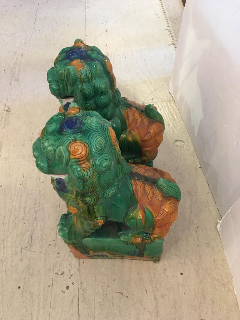 Super Large Impressive Pair of Foo Dog Sculptures at 1stDibs