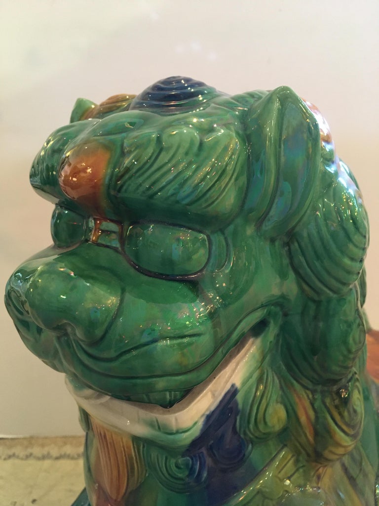 Super Large Impressive Pair of Foo Dog Sculptures at 1stDibs
