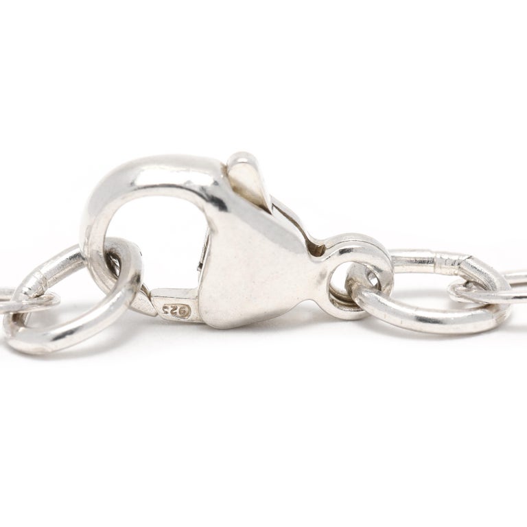 Super Long Oval Link Chain Necklace, Sterling Silver, Wrap For Sale at ...