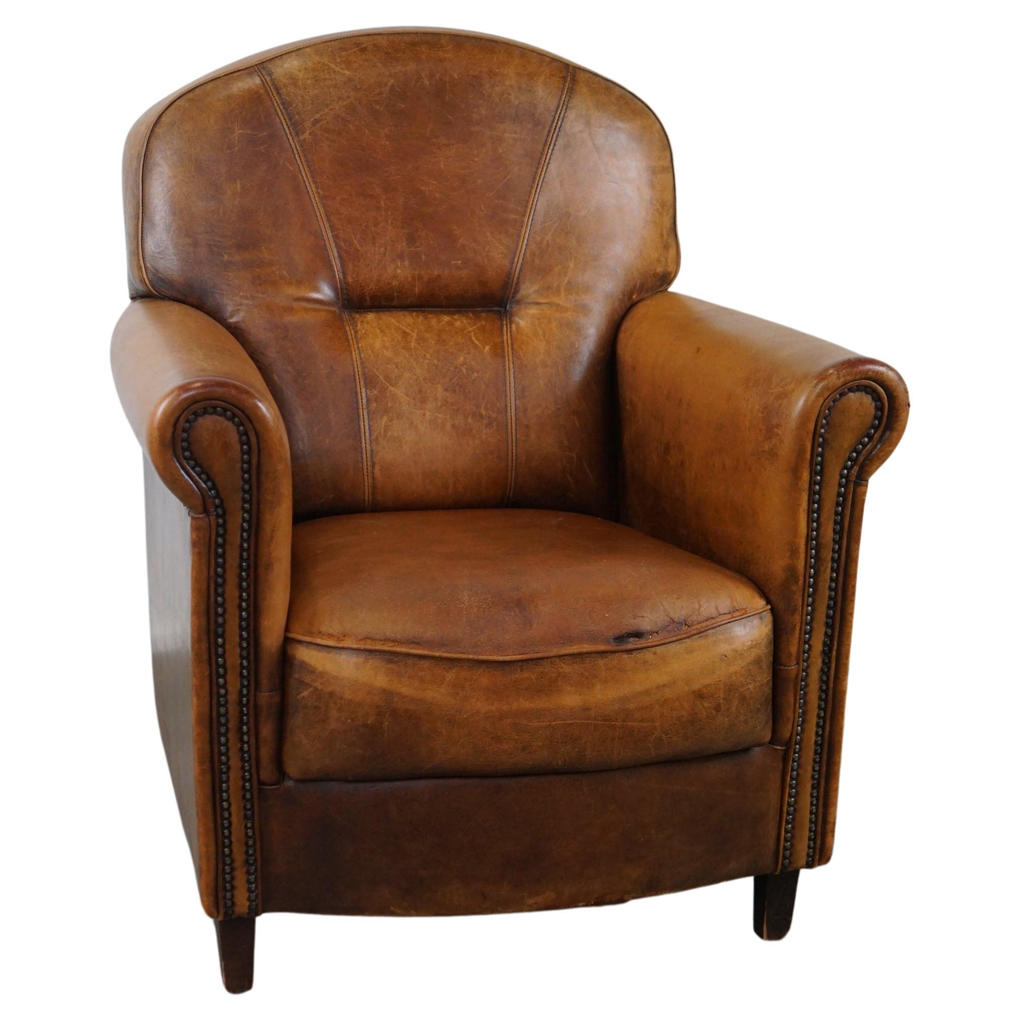 Super rugged sheepskin leather armchair with a wonderfully rugged look ...