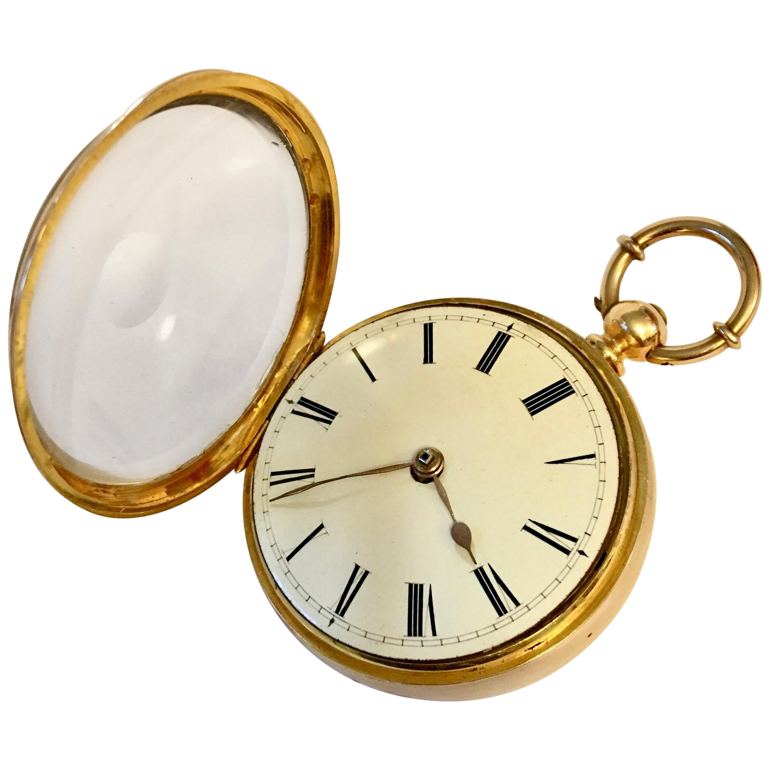 19th Century French 14-Karat Yellow Gold Lapel Watch For Sale at 1stDibs