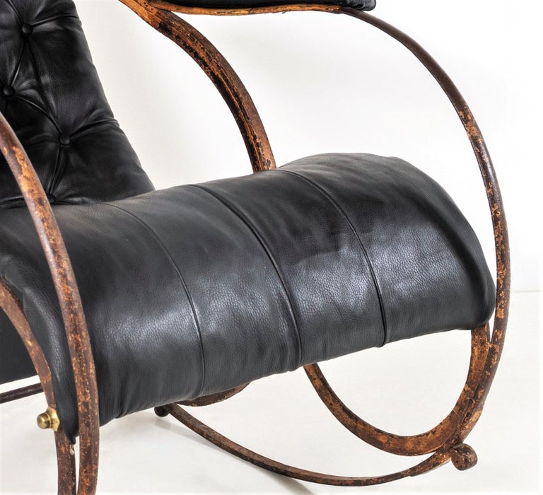 Superb 19thC. Iron Frame Leather Sling Rocking Chair by R W Winfield ...