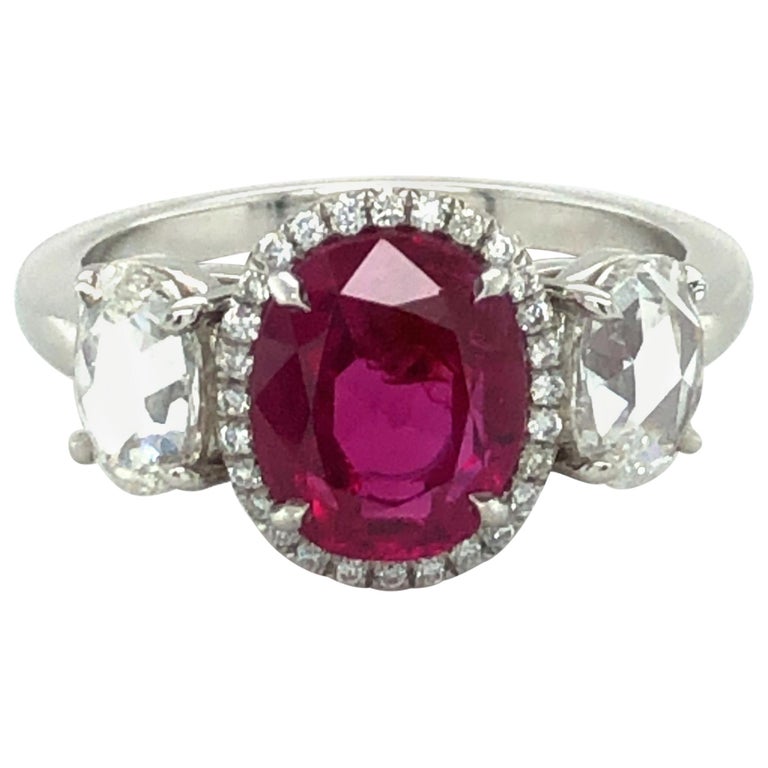Superb 2.73 Carat Burma Ruby and Diamond Ring in Platinum 950 For Sale at 1stDibs