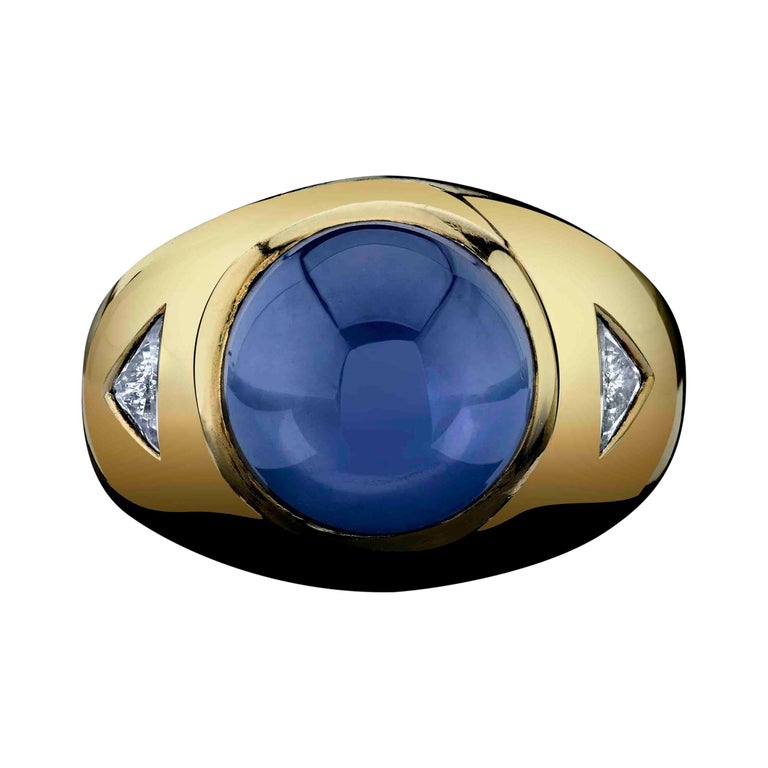 Superb and Unique Cabochon Star Sapphire and Diamond Ring for Men For ...