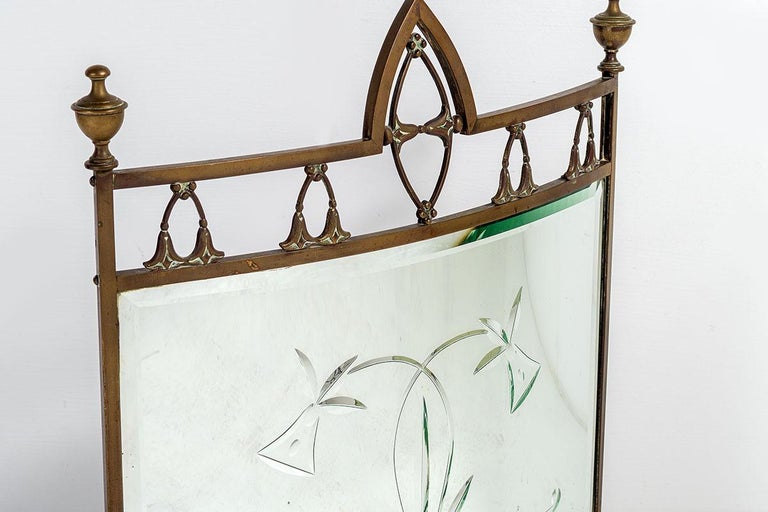 Superb Antique Edwardian English Brass Finial Firescreen Bow Front ...