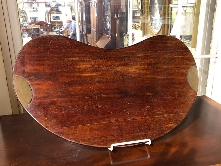 Superb Antique English Marquetry Inlaid Mahogany Kidney Shape Tray w ...