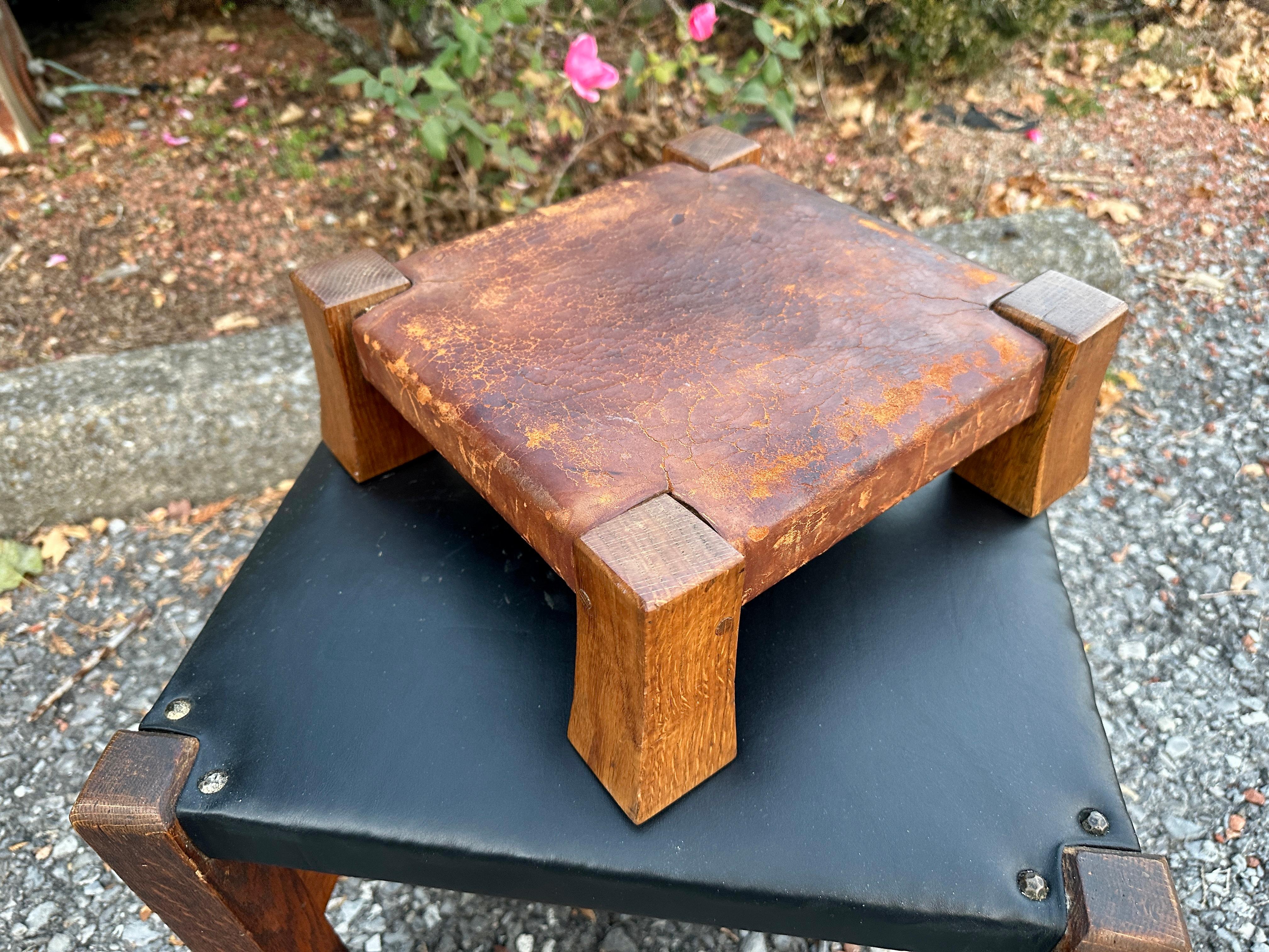SUPERB Antique Gustav Stickley "Monk" Footstool - W8113 For Sale at 1stDibs