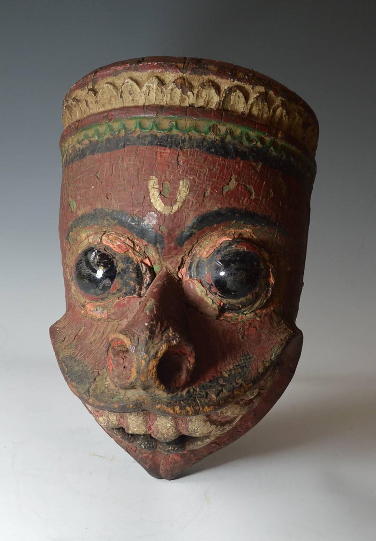 Superb Antique Nepalese Temple Mask of Hanuman the Monkey God at 1stDibs